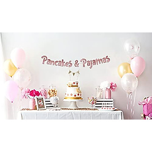 Pancakes & Pajamas Pink Glitter Banner – Slumber Party – Pajama Party – Girls Night In Decorations, Supplies, Favors and Gifts
