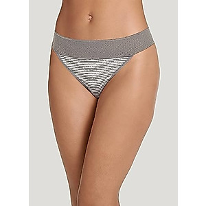 Jockey Women's Underwear Soft Touch Lace Modal Thong, Blurred Stripe, M