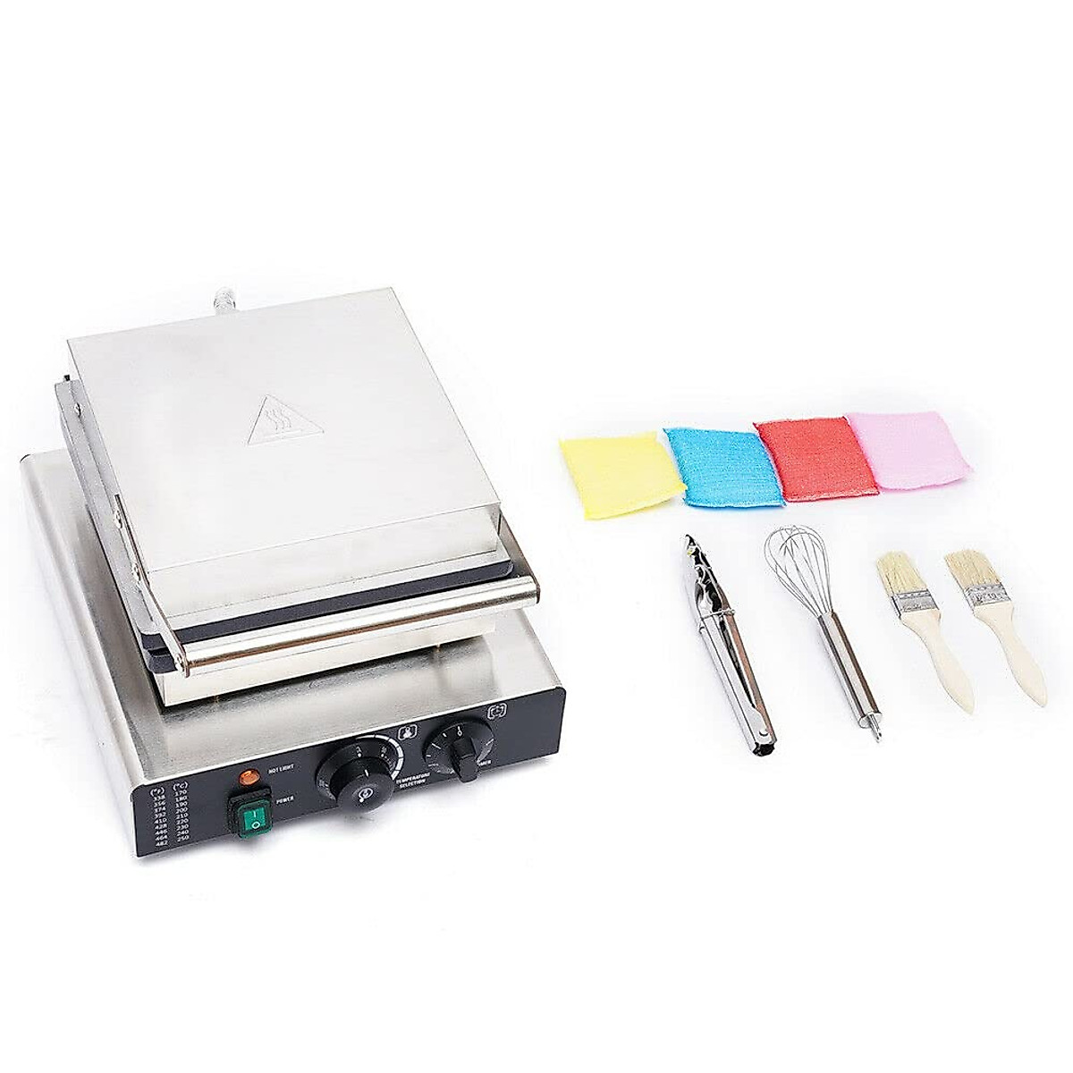 Commercial Round Waffle Maker, Mini Belgian Waffle Iron 16 Grids 1750W Electric Nonstick Waffle Machine Maker Stainless Steel Waffle Baker for Restaurant, Snack Bar, Bakery