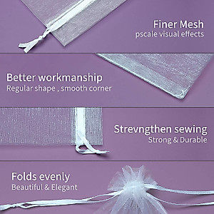 Akstore 100PCS 4x6inch (10x15cm) Drawstring Organza Jewelry Favor Pouches Wedding Party Festival Gift Bags Candy Bags (White)