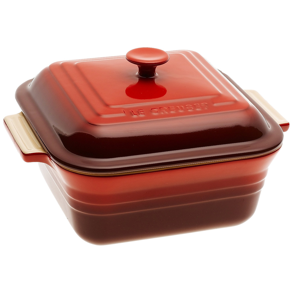 Le Creuset Stoneware 3-Quart Square Casserole with Lid, Cherry