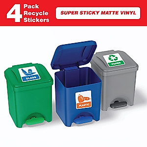 Recycling Paper Cans Plastic Glass Sticker Decal Bin Recycle Eco Friendly Trash