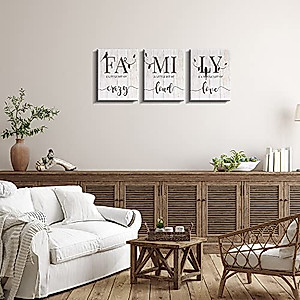 ARTINME Decorative Farmhouse Home Wall Decor Set of 3 - Rustic Family Signs Wall Art with Frames for Bedroom, Living Room, Home Wall Decor (12"x15",Set of 3)