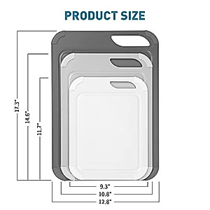 CompactStone Cutting Boards for Kitchen Plastic Cutting Board Set of 3 Dishwasher Safe Cutting Boards with Juice Grooves Thick Chopping Boards for Meat Veggies Fruits Easy Grip Handle Non-Slip