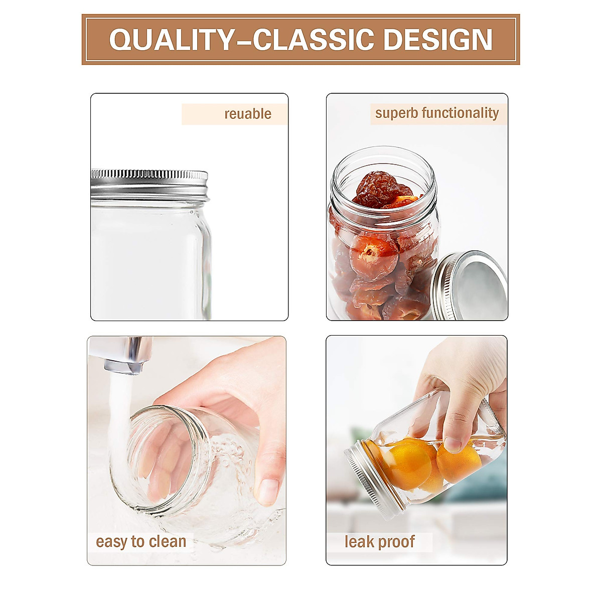 TANGLONG Mason Jars 8 oz Set of 24,Small Mason Jars,Spice Jars,8 oz Mason Jars with Lids,Small Jars with Lids,8 oz Glass Jars,Small Glass Jars with Lids