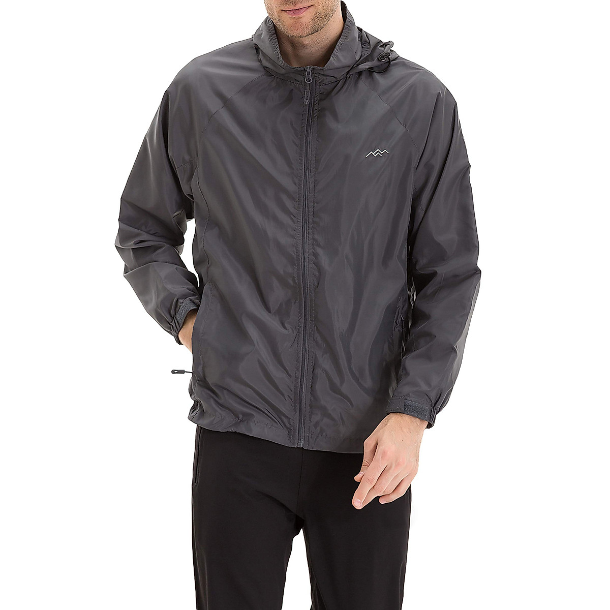 TRAILSIDE SUPPLY CO. Mens Windbreaker Jackets Lightweight Packable Jacket,Windproof and Dustproof Dark grey size 3XL