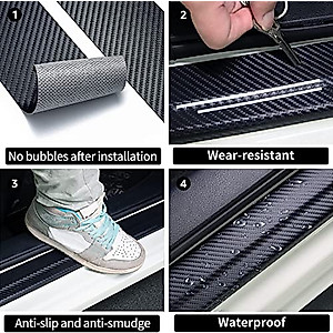 4PCS Threshold Protection Stickers for Car Door Threshold with Toyota Logo, Carbon Fiber Door Sill Stickers Scuff Plate Cover for Car Door Steps, Inner Accessories Self-Adhesive Anti-Collision