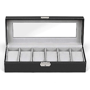 NEX 6 Slots Watch Box Organizer for Men Valentine Gift Black Display Watch Storage Case