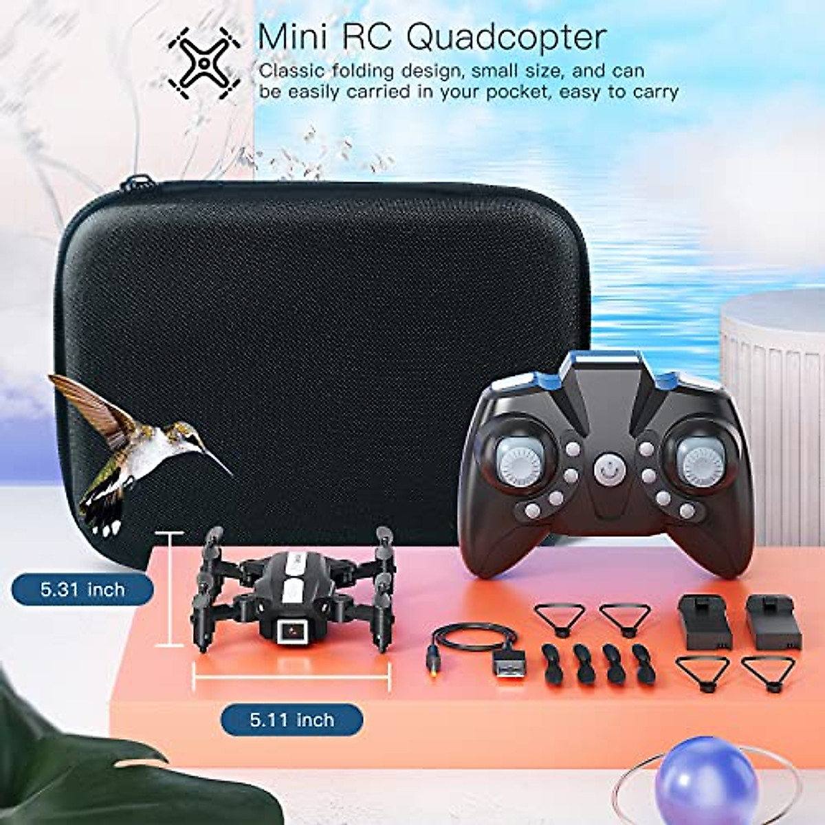 FERIETELF T25 Mini Drone with Camera - 1080P HD RC Drones for Kids 8-12 Fpv Drone for Adults Beginners, With One Key Take Off/Landing, Gravity Sensor, Gesture Control, 3D Flip, Voice Control