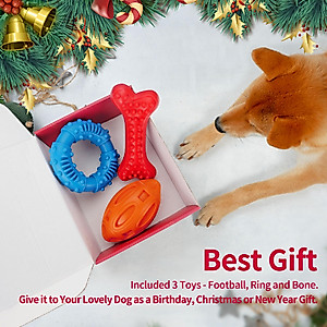 Epesiri 3-Pack Dog Chew Toys for Aggressive Chewers, Rubber Dog Toys for Large/Medium/Small Breed, Indestructible Dog Toy Durable Squeaky Puppy Chew Toys for Teeth Cleaning and Gum Massage Best Gift