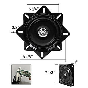 GRRONZEE 2Pack Boat Seat Swivel 7.5 Inch Bar Stool Swivel Plate Heavy Duty Swivel Chair Plate Seat Swivel Base 360° Bar Stool Swivel Replacement for Barstools Recliner Chair Boat