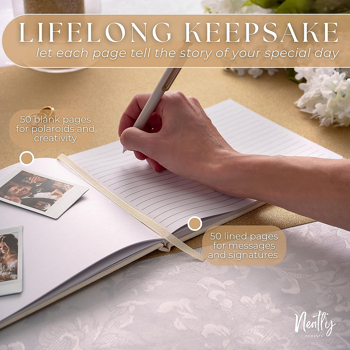 NEATLY Wedding Guest Book - Graduation Guest Book 2024 - Baby Shower Guest Book - Guest Book Wedding Reception - Guest Book for Graduation Party - Polaroid Guest Book for Wedding