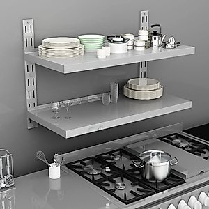 WEMYUFURN 2-Tier Floating Wall Shelf Stainless Steel 39.4"x11.8", Kitchen Wall Cabinet, Floating Bookshelf, CD Wall Shelf, Floating Shelves for Home Décor, and Space-Saving Design