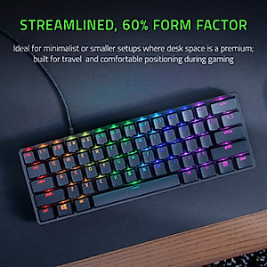 Razer Huntsman Mini 60% Gaming Keyboard + PBT Keycap + Coiled Cable Upgrade Set Bundle: Classic Black/Clicky Optical - Mercury White