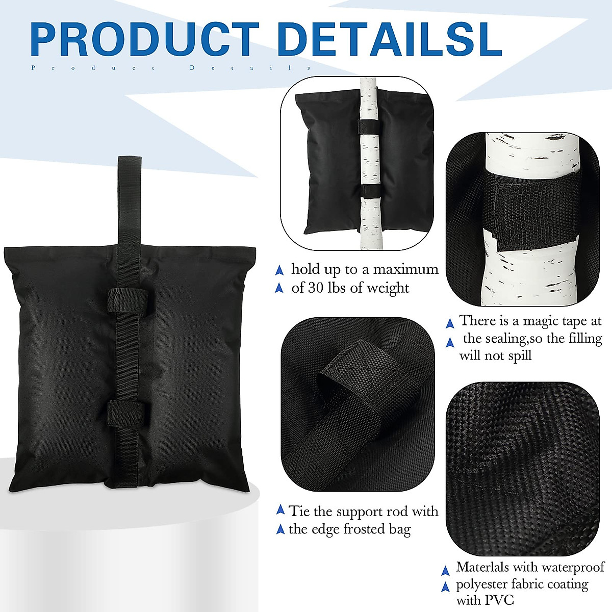 Sratte 12 Tent Weight Bags Canopy Weights Sand Bags Waterproof Canopy Tent Sandbags for Pop up Canopy Tent Legs Patio Gazebo Umbrella Base Pool Ladder Outdoor Sand Bags