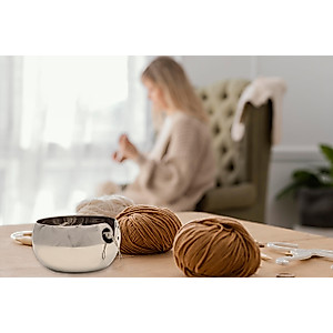 Opulent Silversmith Unbreakable Aluminum Metal Yarn Storage Bowl Nickel Plated for Skeins Hanks & Balls | Knitting & Crochet Notions | Nagina International (Large, Aluminum)