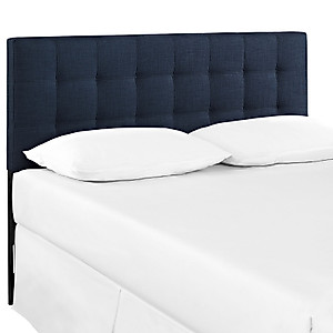 Modway Lily Tufted Linen Fabric Upholstered Queen Headboard in Navy
