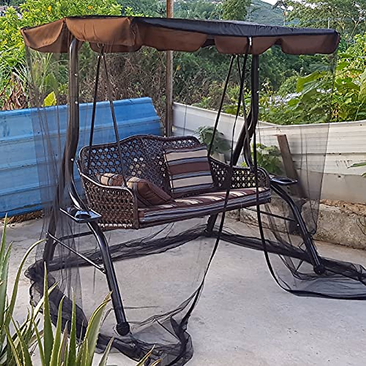 Lixada Outdoor Swing Chair Mesh Net Ultra Large Mosquito Net Zipper Closure Netting Curtain Water Resistant Patio Seater Mesh Canopy Cover