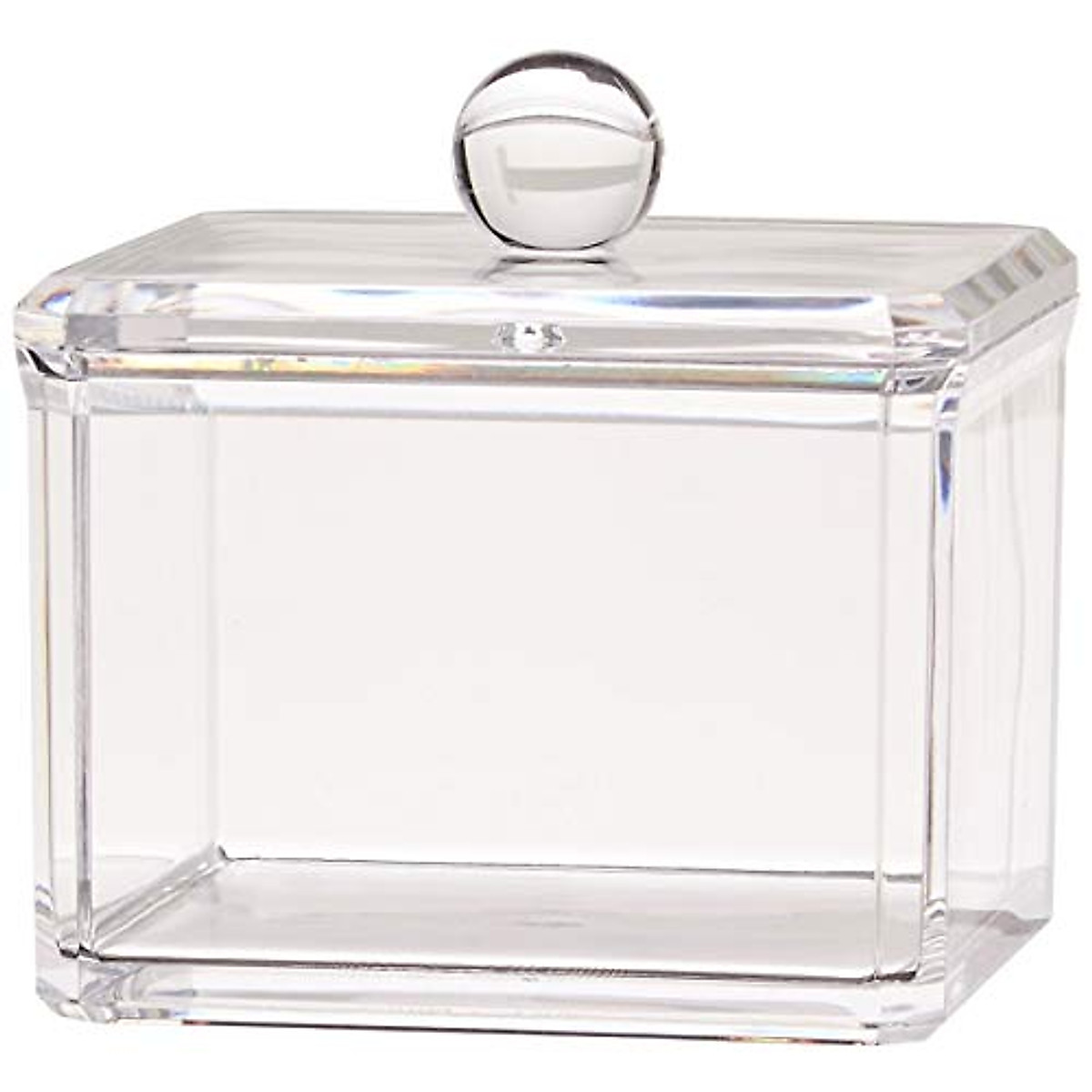 KW Collection Square Acrylic Cotton Ball Pads Gauze Swab Holder Organizer Q-tip Dispenser Storage Canister Bathroom Container Flossers Box Case (3.5 x 3.5 x 3 inches, Single Tier, Transparent)