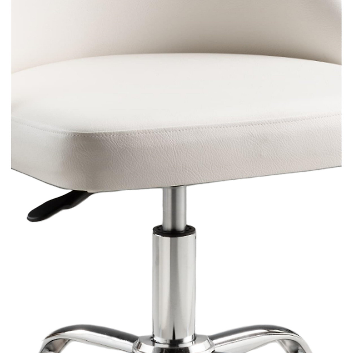 Benjara BM304674 22 in. Yim Faux Leather Adjustable Swivel Office Chair - White Chrome Base & Black