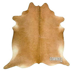 Natural Genuine Cowhide Area Rugs Solid Beige (Medium - 6 FT x 6.5 FT)
