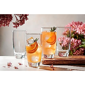 Glaver's Highball Glasses Set Of 4, 16 Oz. Drinking Glasses, Unique Water Glass Cups For Juice, Cocktails, Soda, Heavy Bottom Tumbler Glass