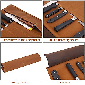 Knife Case, Waxed Canvas Chefs Knife Roll Bag, Portable Travel Tool Roll Bag, Christmas Gift for Culinary Student, Professional Chef for Men Women for Meat Cleaver, Japanese Knife for Working,Camping