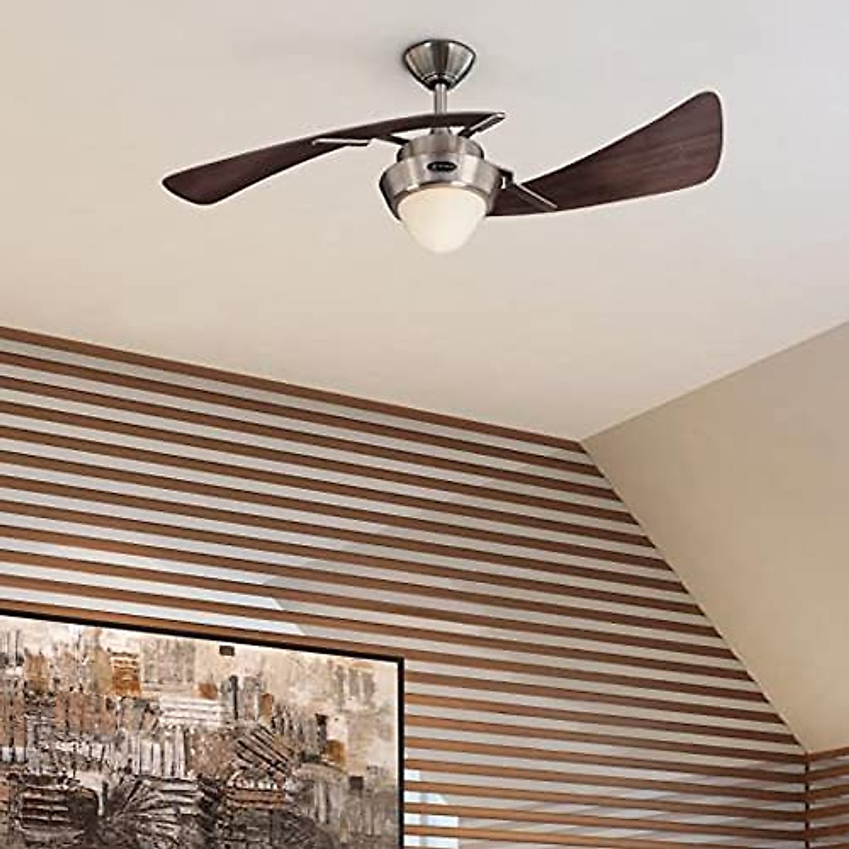 Westinghouse Lighting Indoor Ceiling Fan with Lights and Remote Control, Harmony 48 Inch Fan for Bedroom Home Living Décor, Wholesale Home Cloth Included, Brushed Nickel Finish(72311-Kit)