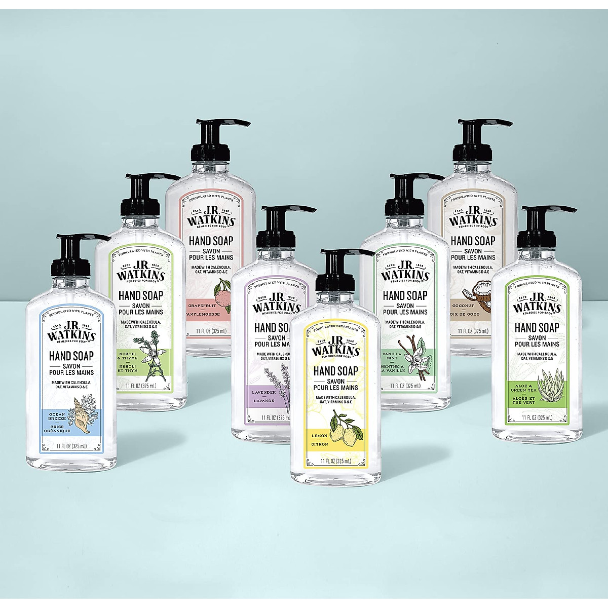 J.R. Watkins Gel Hand Soap Refill, Moisturizing Hand Wash, All Natural, Alcohol-Free, Cruelty-Free, USA Made, Rosewater, 34 Fl Oz, 3 Pack