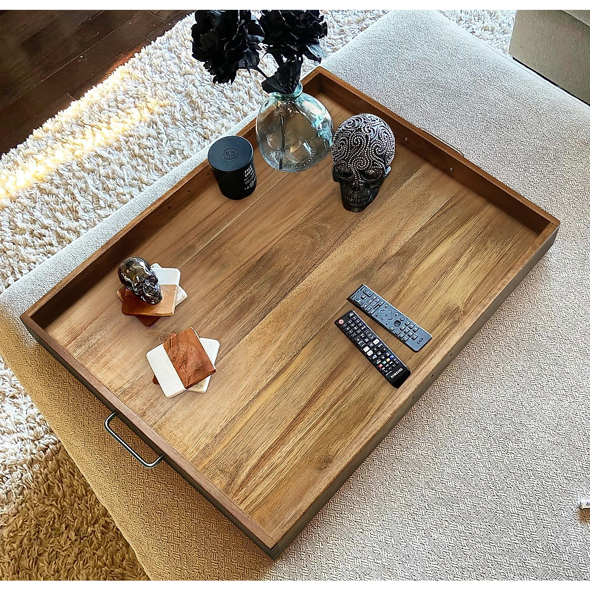 GASHELL Gas Stove Cover with Handles, Multiple Wood Stove Top Cover Board for Gas Stove(Acacia)