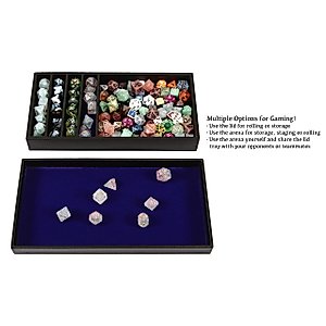Forged Dice Co. Dice Battle Pit Dice Tray - 2 Dice Trays in 1 with Staging Area - Rolling Tray and Storage Compatible with Any Dice Game, D&D and RPG Gaming - Blue
