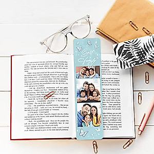 Generic Personalized Bookmark, Customized Family Photo Poster, Picture Frame Bookmarks with Text Message, Design Your Own Marker Ornament Ruler, Gifts for Mom Dad Kids Book Lover On Birthday