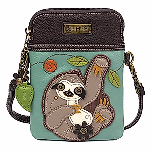 Chala Handbags Sloth Cellphone Crossbody Handbag - Convertible Strap Sloth Lovers, 5" x 7.5" x 1"