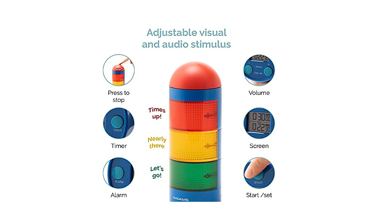 Kadams Visual Timer for Kids - Engaging Traffic Light Alarm with Audio