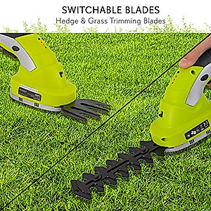 SereneLife PSLTLL1812 Cordless Handheld Shears-Electrical Hand Held Hedge Trimmer Weed Or Grass Clippers with 3.6V Rechargeable Battery, Metal Blades, for Lawn Yd Gardening Use, Yellow