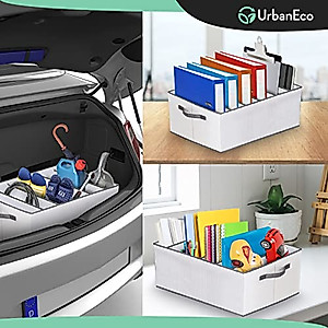 UrbanEco (2pcs  Wardrobe clothes organizers for drawers with 2 Handles - 6 Grids Pants organizer for large Jeans, leggings, tshirts,  Yoga pants, Sweater-White