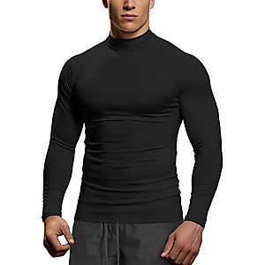Zengjo Long Sleeve Thermal Shirt Men Compression(Black,XL)