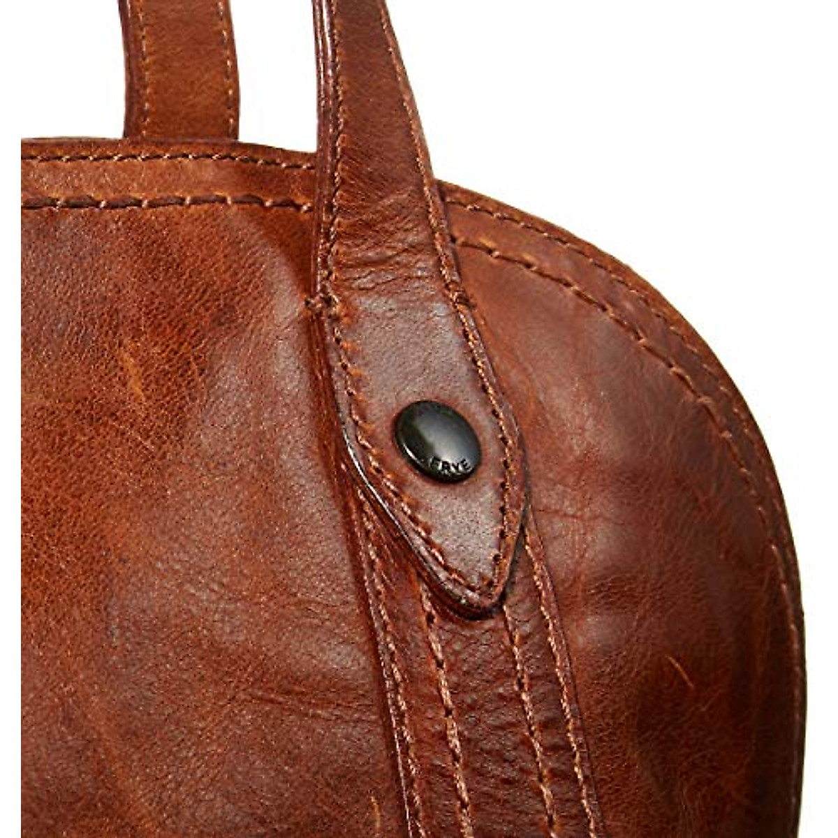 Frye womens Melissa Leather Domed Zip Satchel Bag, Cognac, One Size US