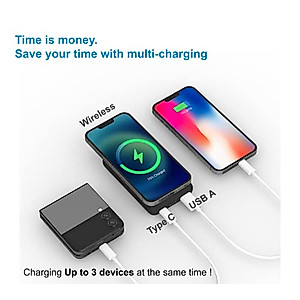 iLakia Magnetic Wireless Power Bank, 10000mAh Portable Charger, Magnetic Battery Pack for iPhone 14 & 13 & 12 Pro/Pro Max/Mini, Android/Samsung, Multi & Fast Charging with USB PD, USB Type-C