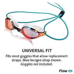 Flow Bungee Goggle Strap Kit (2-Pack) - Universal Adjustable Replacement Straps for Swim Goggles (Neon Green)