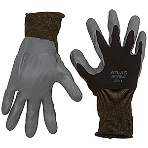 12 Pack - SHOWA Atlas 370 Black Work Gloves - Large