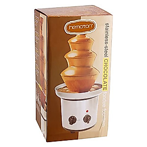 HEMOTON 4 Tiers Chocolate Fountain Stainless Steel Chocolate Fondue Fountain, 2-Pound Capacity, Easy to Assemble, Perfect for Nacho Cheese, BBQ Sauce, Ranch, Liqueurs