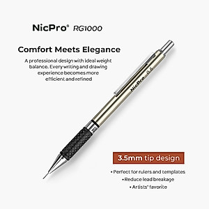 Nicpro 0.5 mm Art Mechanical Pencils Set in Gift Case, 6 PCS Metal Drafting Pencil 0.5mm with 6 Tube HB Lead Refills & 18 PCS Eraser Refills for Adults, Children, Artist Writing, Drawing, Sketching