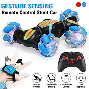 Remote Control Car,Gesture Sensing Car Hand Remote Controlled Car Stunt Crawler Double Sided Rotating 360 Rotating 2.4 GHz Remote Control Car Toy for Girls Boys