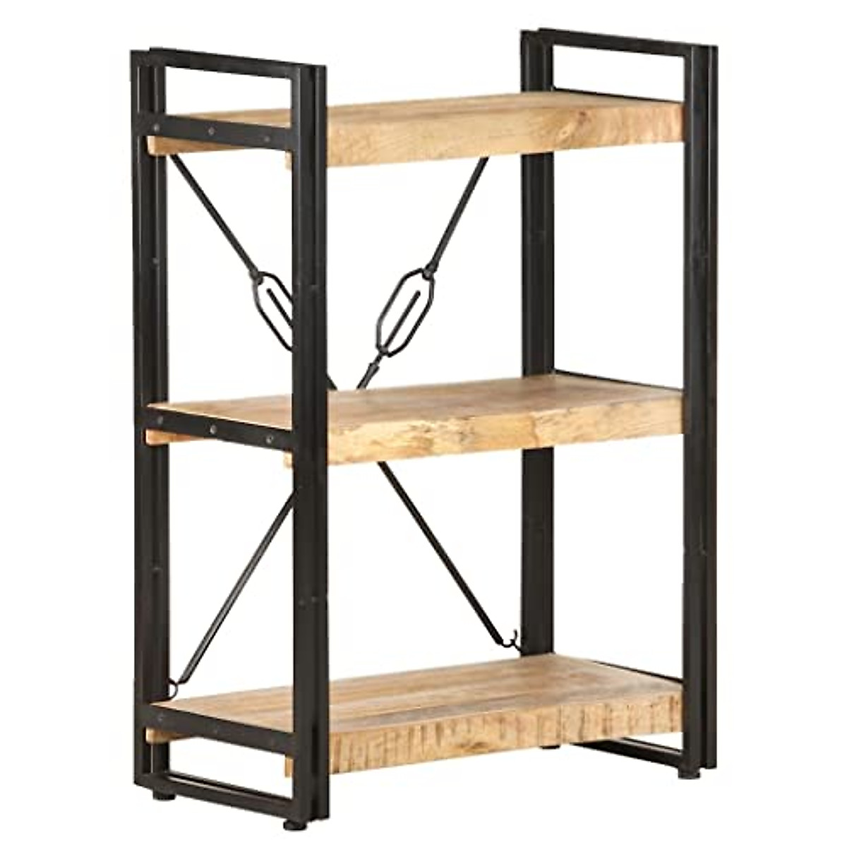 3-Tier Bookcase,Industrial Shops Shelf,Display Shelves for Collectibles,Open Shelving Unit,Bathroom Storage Rack,Use in Living Room, Bathroom and Plants,Balcony, 23.6"x11.8"x31.5" Solid Mango Wood