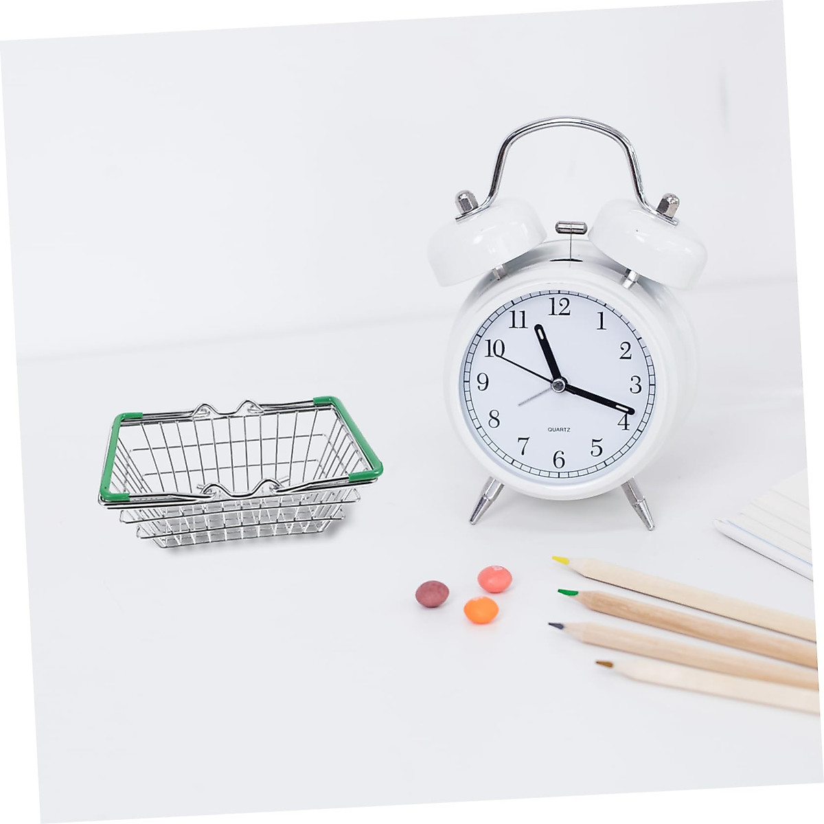 CHILDWEET Mini Fruit Basket Iron Round Green Decor Basket for Kids Storage