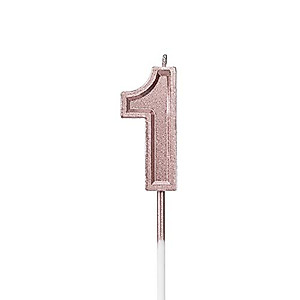 LUTER Rose Gold Glitter Happy Birthday Cake Candles Number Candles Birthday Candle Cake Topper Decoration for Party Kids Adults (Number 1)