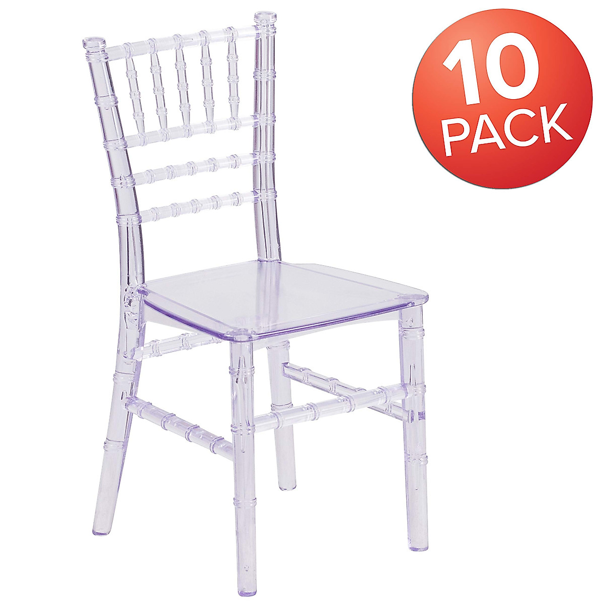 BizChair 10 Pack Child’s Transparent Crystal Resin Party and Event Chiavari Chair for Commercial & Residential Use