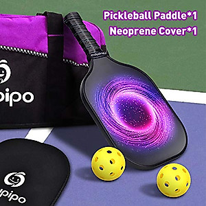 niupipo Pickleball Paddle, USAPA Approved Pickleball Paddle with Fiberglass Surface, Protective Cover, Ultra Cushion, Polypropylene Honeycomb Core, 4.5-Inch Grip, 8.2 Ounces, Purple