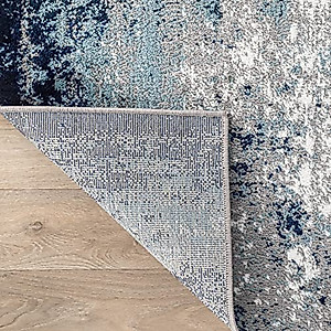 Rugshop Distressed Abstract Watercolor Area Rug 5' x 7' Blue